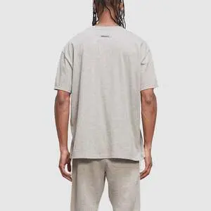 Fear Of God Fw20 Logo Tee 'heather Oatmeal - Grey/black