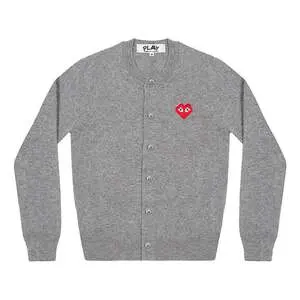 Play Comme Des Garcon Cardigan With Emblem Detail - Grey