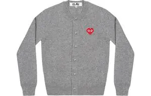 Play Comme Des Garcon Cardigan With Emblem Detail - Grey