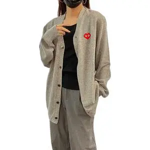 Play Comme Des Garcon Cardigan With Emblem Detail - Grey