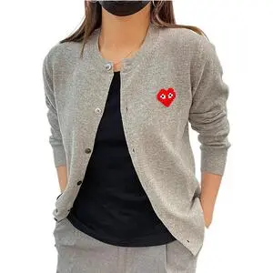Play Comme Des Garcon Cardigan With Emblem Detail - Grey