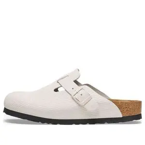 BIRKENSTOCK Boston Suede Leather Clogs - White