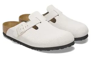 BIRKENSTOCK Boston Suede Leather Clogs - White