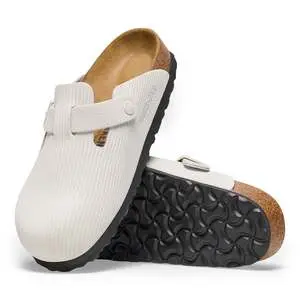 BIRKENSTOCK Boston Suede Leather Clogs - White