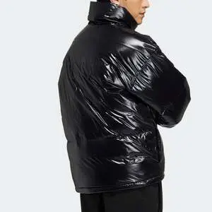 Adidas Originals Solid Color Zipper Long Sleeves Stand Collar Black Down Jacket
