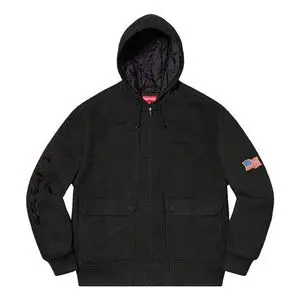 Supreme Canvas Hooded Work Jacket - Black