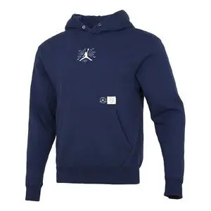 JORDAN Embroidered Logo Pullover Hoodie - Navy
