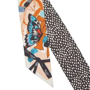 Fendi Ss26 Wrappy Silk Narrow Scarf - Orange