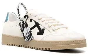 Off-White Lace-up Sneakers With Spliced Detailing - White/blue/tan