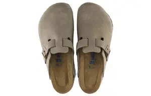 BIRKENSTOCK Boston Soft Footbed Suede Clogs - Taupe