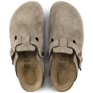 BIRKENSTOCK Suede Leather Clogs - Tan/black