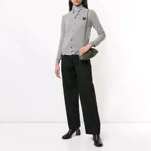 Play Comme Des Garcon Heart Appliqué Cardigan - Grey