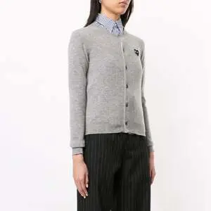 Play Comme Des Garcon Heart Appliqué Cardigan - Grey