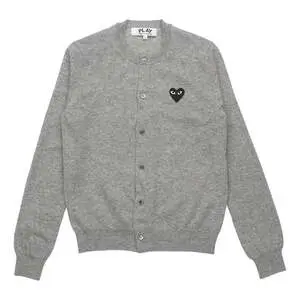 Play Comme Des Garcon Heart Appliqué Cardigan - Grey
