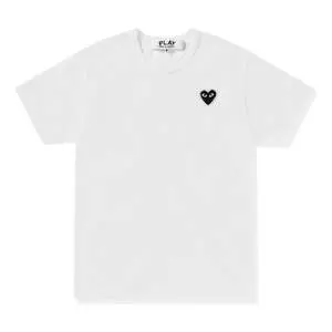 Play Comme Des Garcon Ss25 Emblem Rhinestone Heart T-shirt 'white Black - White/black