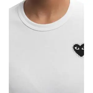 Play Comme Des Garcon Ss25 Emblem Rhinestone Heart T-shirt 'white Black