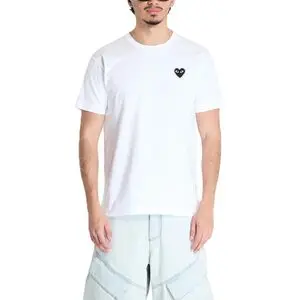 Play Comme Des Garcon Ss25 Emblem Rhinestone Heart T-shirt 'white Black