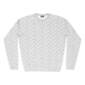 Balenciaga All Over Logo Crewneck Sweater - Light Grey/white