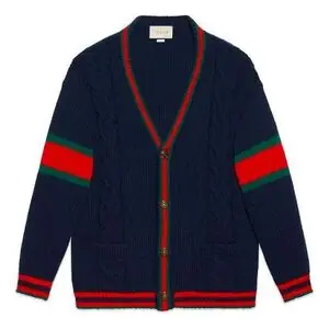 Gucci Oversize Cable Knit Cardigan - Blue