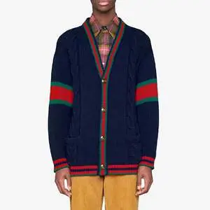 Gucci Oversize Cable Knit Cardigan - Blue