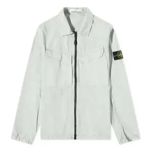 Stone Island Brushed Cotton Canvas Zip Overshirt - Pearl Grey