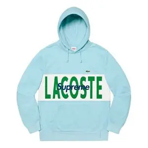 Supreme X Lacoste Logo Panel Hooded Sweatshirt - Light Blue