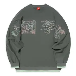 LI-NING Round Neck Pullover With Graphic Detailing - Green
