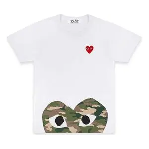 Play Comme Des Garcon Camouflage Heart Shape Printing Short Sleeve - White