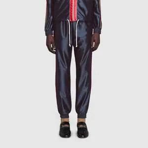 Gucci Shiny Knit Material Webbing Sports Pants/trousers/joggers - Blue