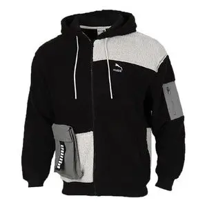 PUMA Retro Block Sherpa Full-zip Jacket - Black/grey