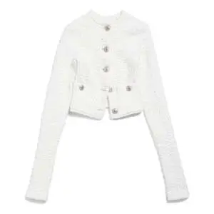 Balenciaga Cropped Cardigan - White