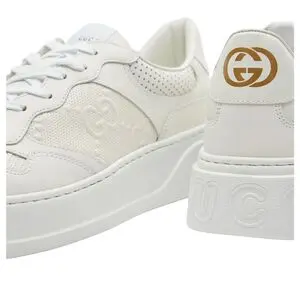 Gucci Gg Embossed Platform Sneakers - White