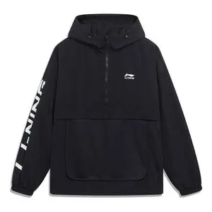 LI-NING Half Zip Hooded Windbreaker - Black/white