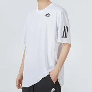 Adidas Solid Color Stripe Sports Breathable T-shirt - Multi-color