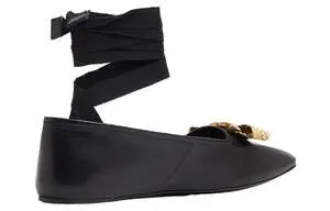 Gucci Leather Ballerina Flats With Ribbon And Bow Detailing