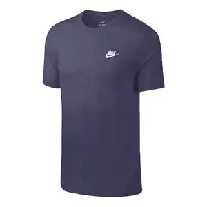 Nike Retro Swoosh Logo Embroidered Short Sleeve Tee - Blue