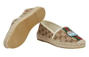Gucci X Pikarar Appliqu Gg Espadrille Flats - Brown