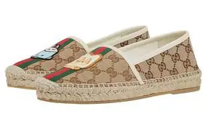 Gucci X Pikarar Appliqu Gg Espadrille Flats - Brown