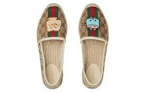 Gucci X Pikarar Appliqu Gg Espadrille Flats - Brown