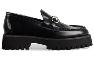 Gucci Leather Horsebit Loafer With Lug Sole