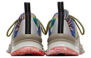 Gucci Run Sneakers With Floral And Marble Detailing - Blue/yellow/cloud White