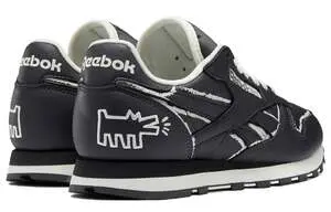 REEBOK Keith Haring X Classic Leather "dog Blackboard Chalk Drawing" Sneakers