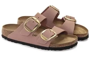 BIRKENSTOCK Arizona Big Buckle Nubuck Leather Sandals - Pink