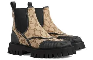 Gucci Casual Style Leather Logo Boots