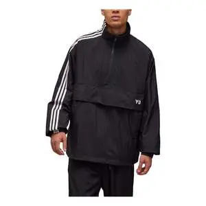 Adidas Y-3 3-stripes Nylon Shell 1/2 Zip Jacket - Black