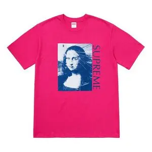 Supreme Supreme Ss18 Mona Lisa Tee Hot Pink Printing Short Sleeve Unisex Red Rose