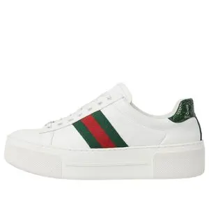 Gucci Ace Leather Platform Sneakers - White/green/red