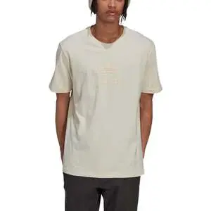Adidas Originals Solid Color Logo Round Neck Short Sleeve Creamy White