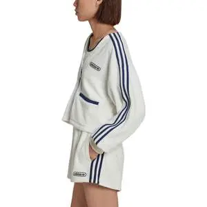 Adidas Terry Cropped Zip-up Sweatshirt With Contrast Detailing