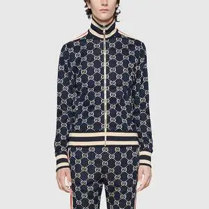 Gucci Classic Gg Cotton Jacquard Zipper Jacket